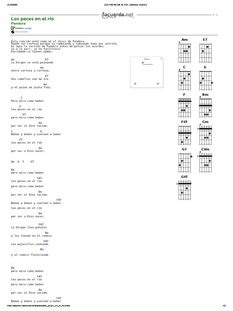 LOS PECES EN EL RIO, Pandora - Acordes | PDF