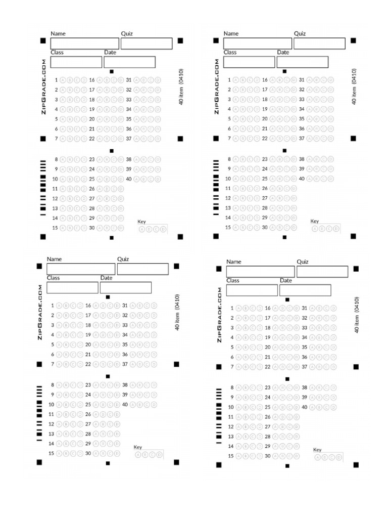 Answer Sheet 40 Items Zipcode | PDF