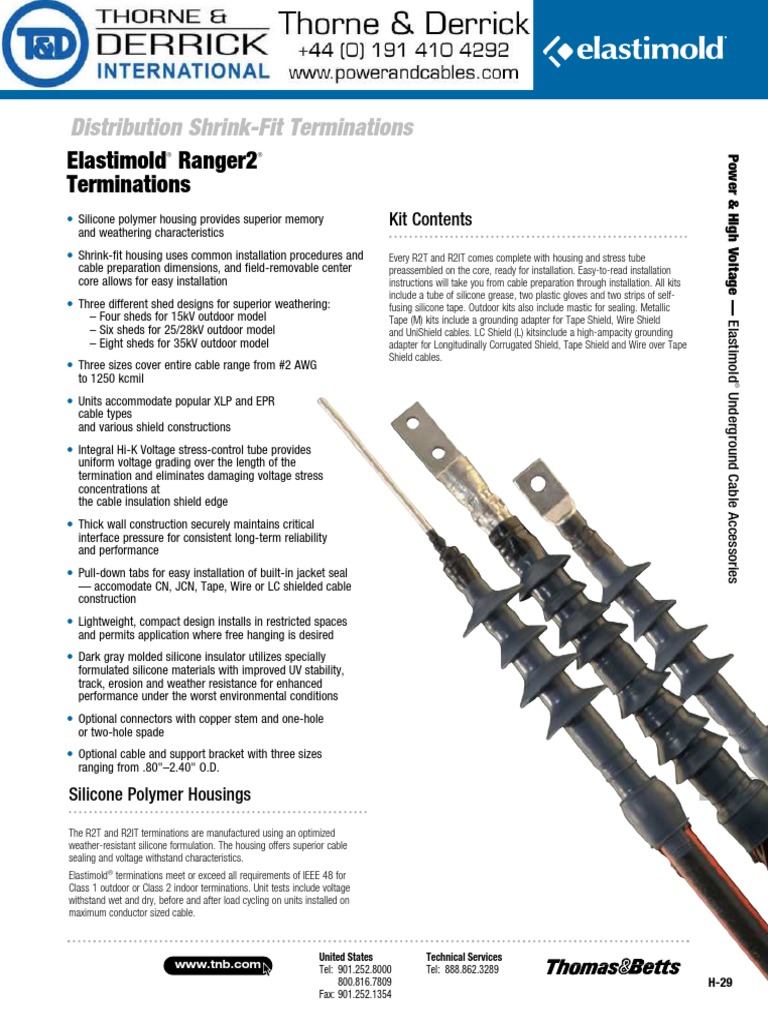 Elastimold Cable Terminations High Voltage Silicone Shrink Fit | PDF ...
