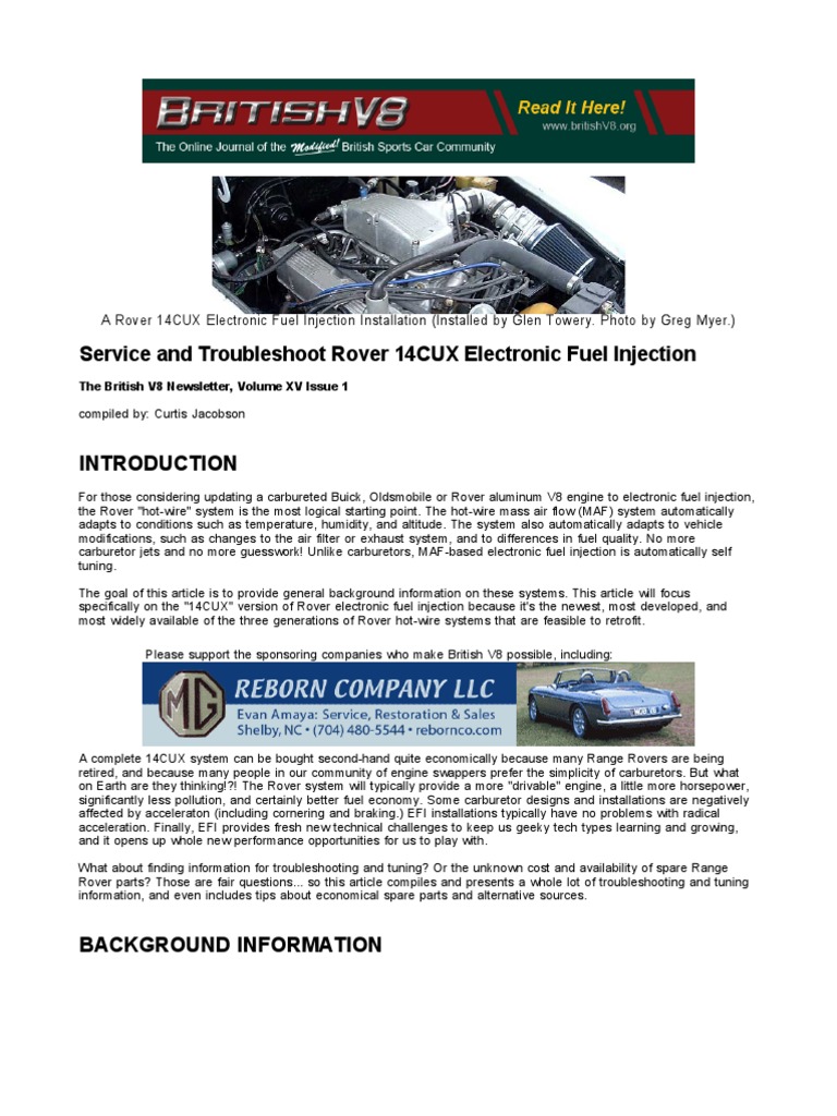 Rover 14CUX EFI System Guide | PDF | Throttle | Fuel Injection