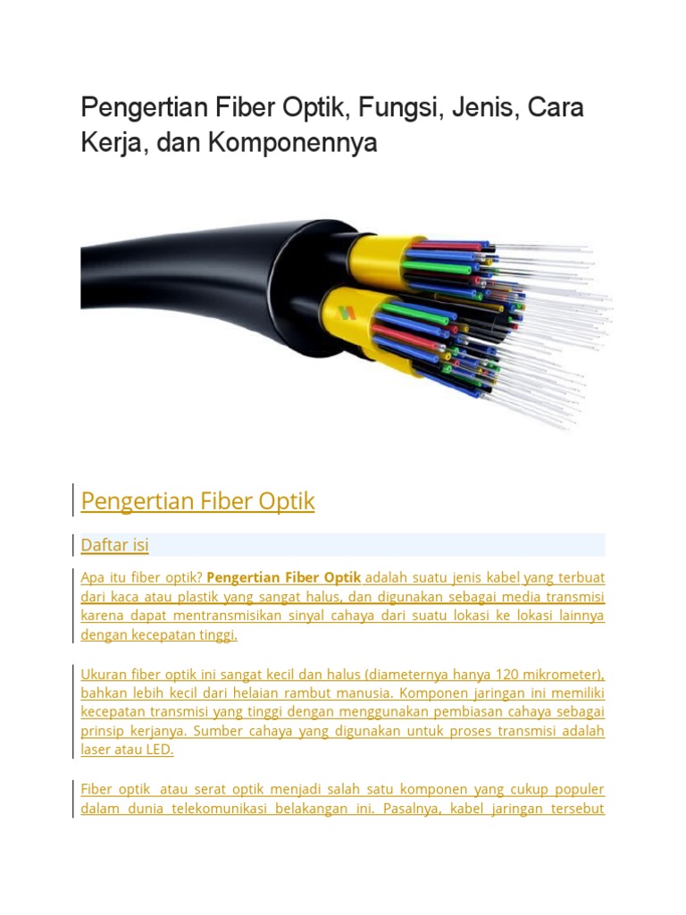 Pengertian dan Fungsi Fiber Optik | PDF