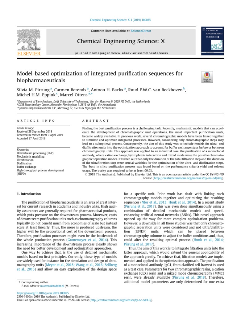 Model-Based Optimization of Integrated Purification Sequences For Biopharmaceuticals | PDF ...