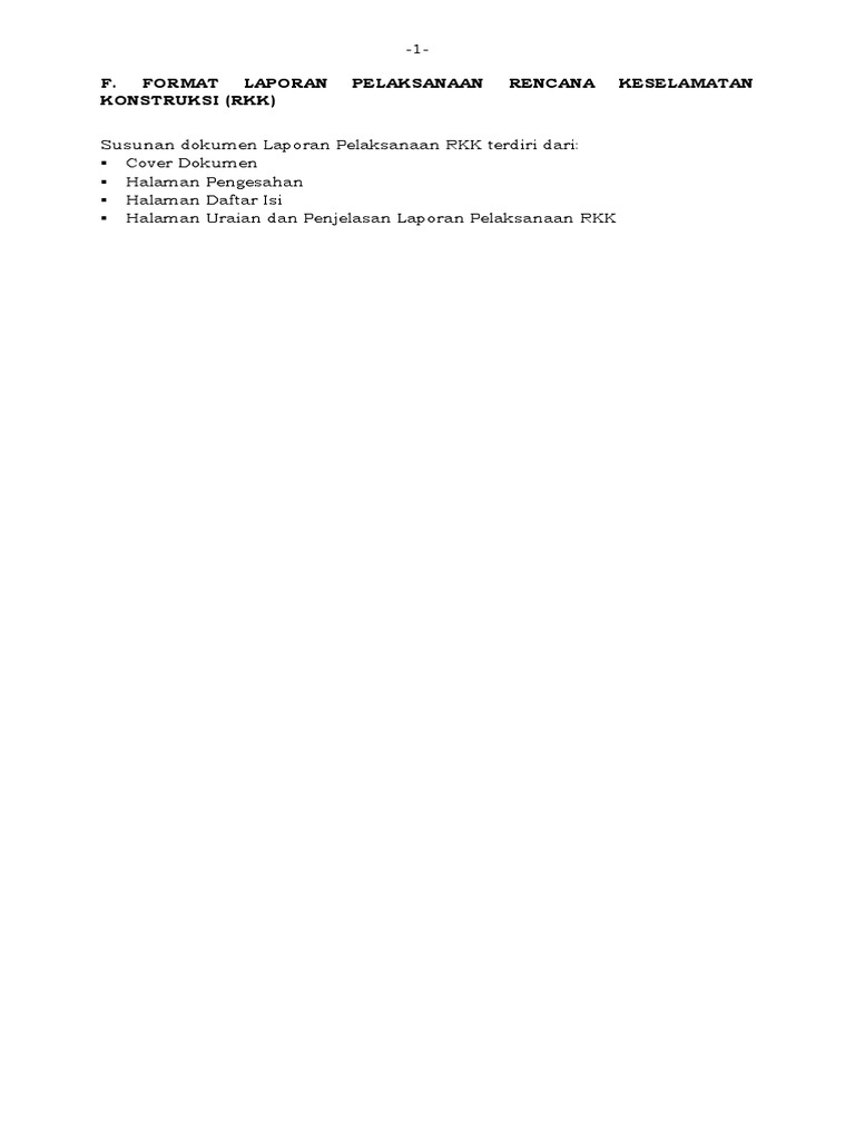 Lamp. F Format Laporan Pelaksanaan RKK | PDF