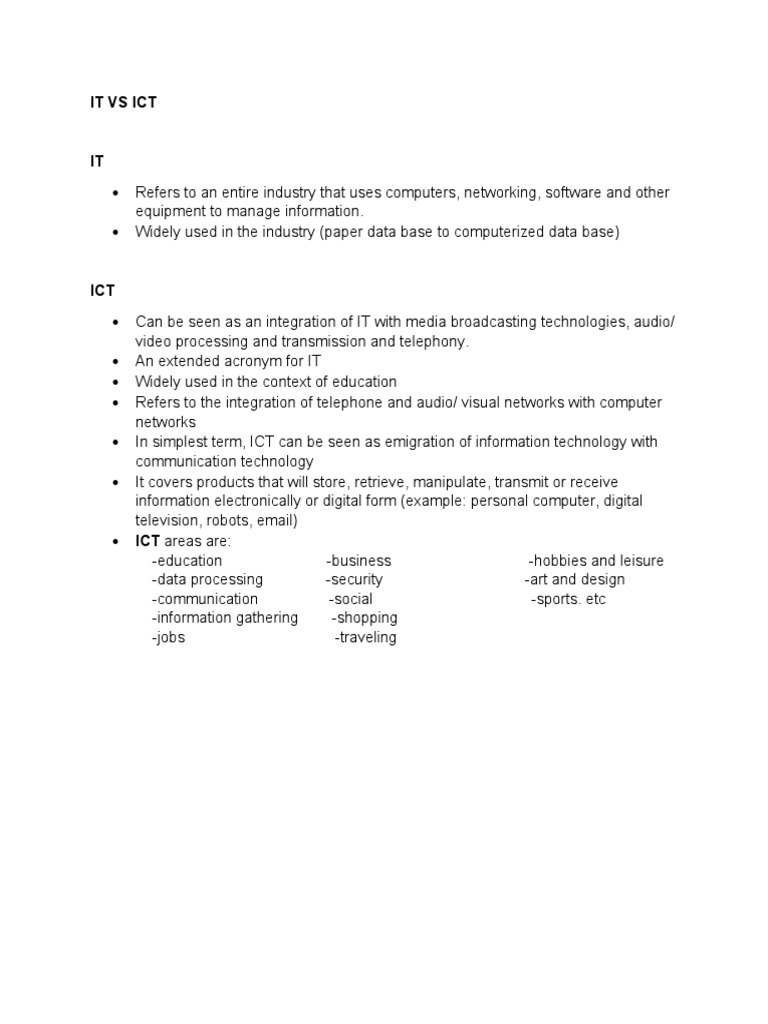 It VS Ict | PDF
