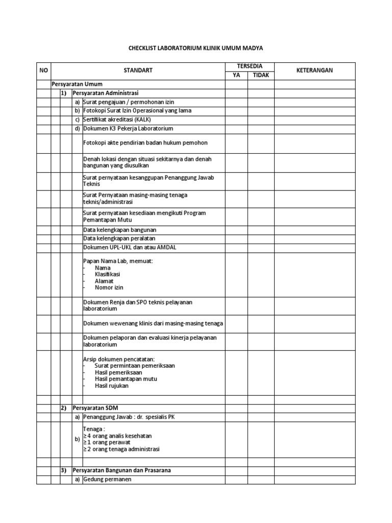Checklist Lab PCR RS | PDF