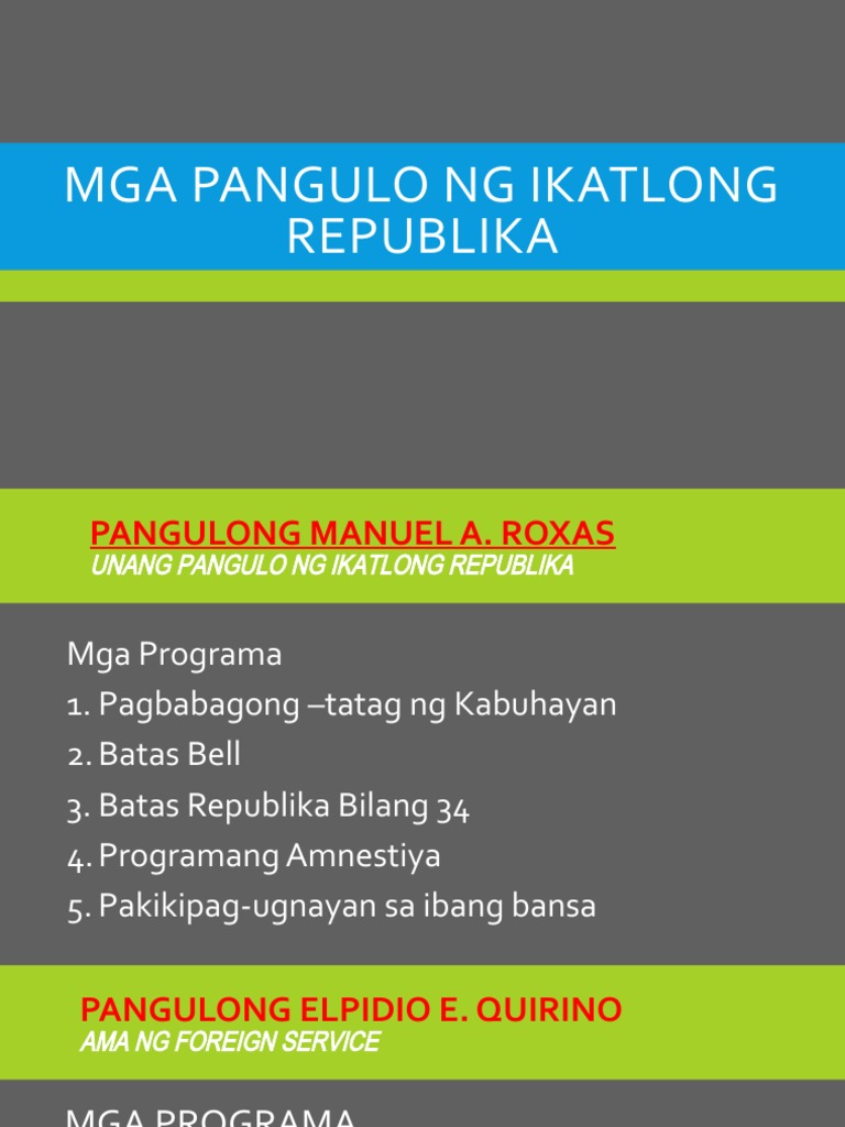 Mga Pangulo NG Ikatlong Republika | PDF