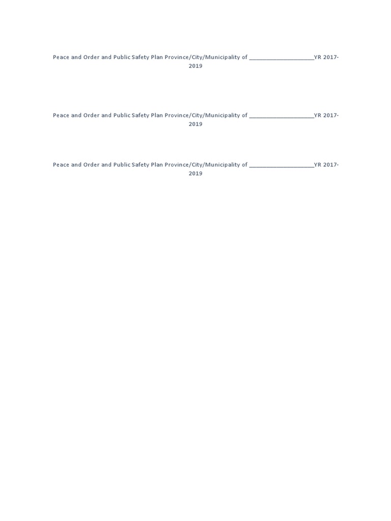 Peace and Order and Public Safety Plan Province | PDF | Emergency ...
