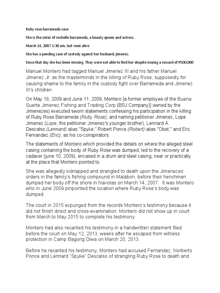 Ruby Rose Barrameda Case | PDF