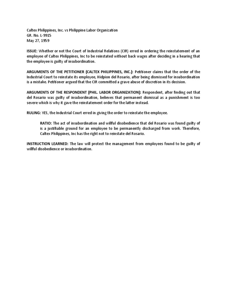 Caltex Philippines, Inc. Vs Philippine Labor Organization | PDF