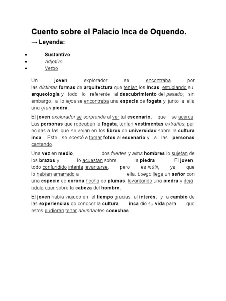 Cuento Sobre El Palacio Inca de Oquendo | PDF