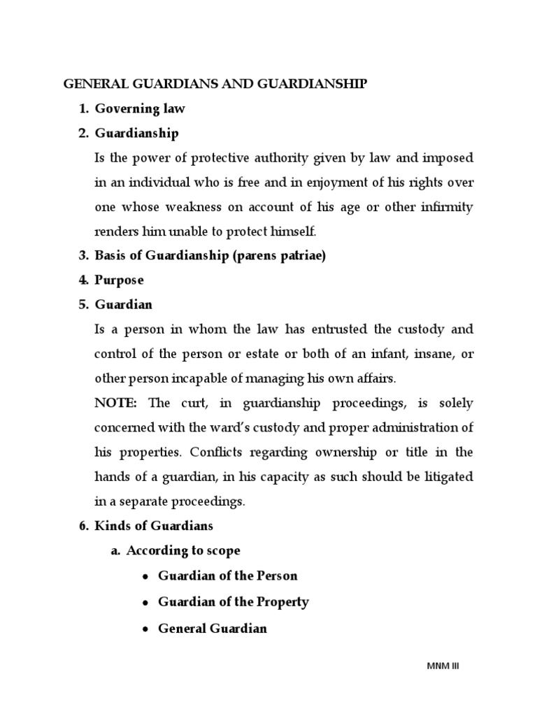 General Guardians and Guardianship Outline | PDF | Legal Guardian ...