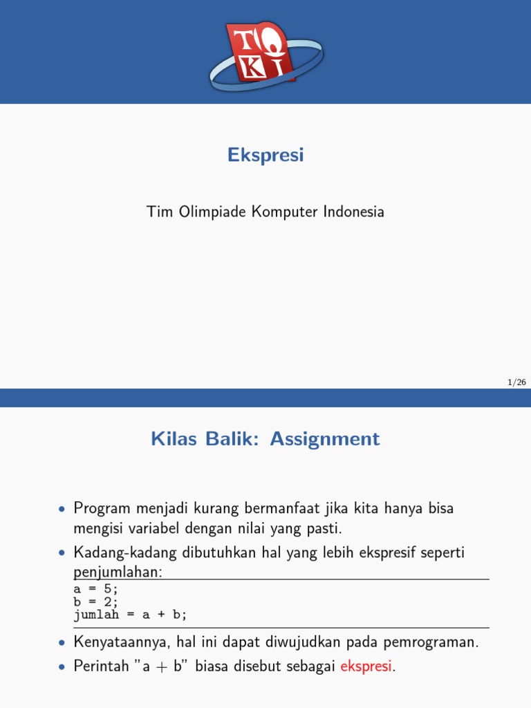 Komponen Ekspresi dalam Pemrograman | PDF | Metode & Bahan Ajar