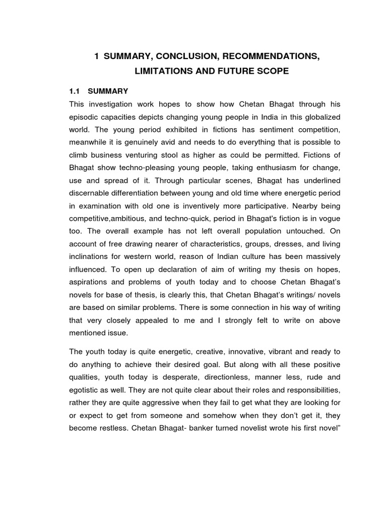 1 Summary, Conclusion, Recommendations, Limitations and Future Scope ...