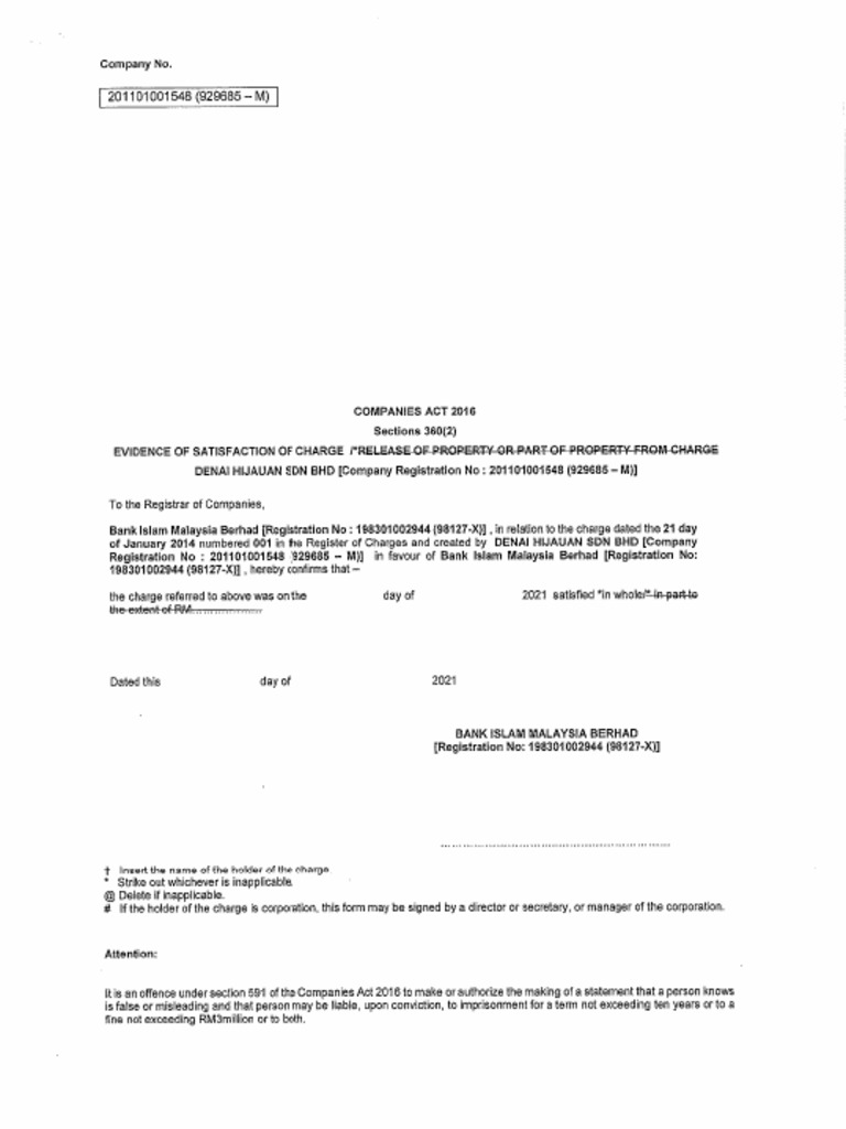Form 42 B Evidence of Satisfaction Charge | PDF