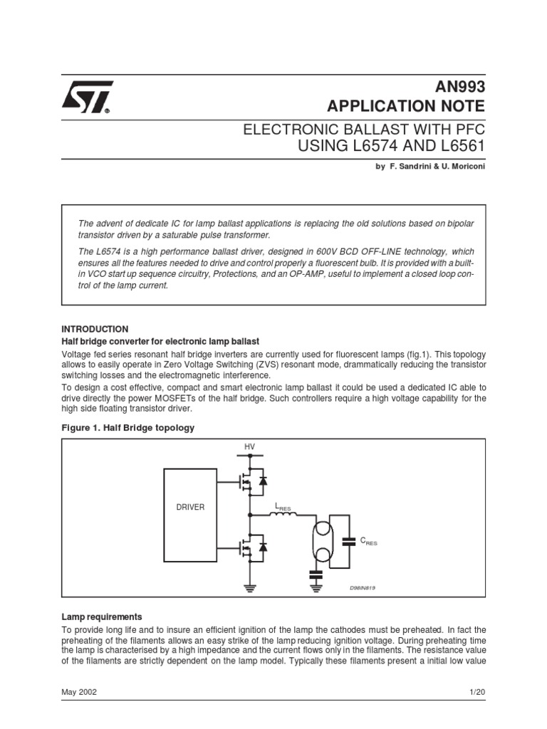 Electronic Ballast Application Using L6574 and L6561 | PDF | Rectifier ...