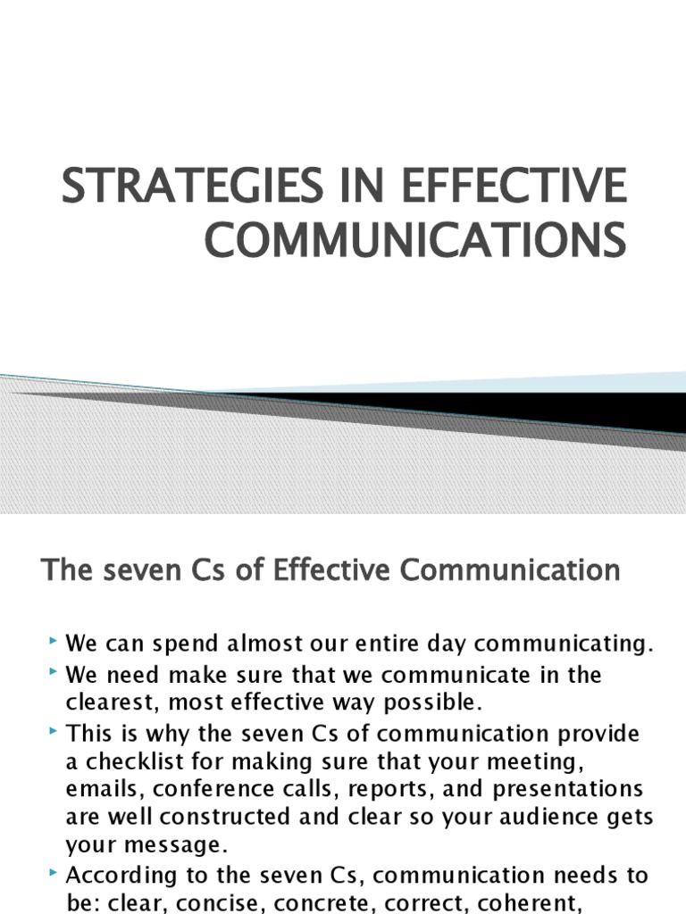 Strategies in Effective Communications | PDF | Human Communication ...