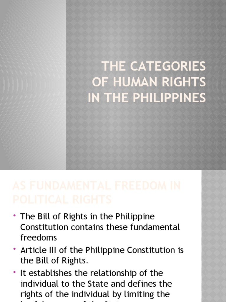 Human Rights Categories in the Philippines | PDF | Rights | Civil And ...