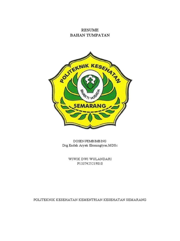 Resume Bahan Tumpatan: DRG - Endah Aryati Ekoningtyas, MDSC | PDF