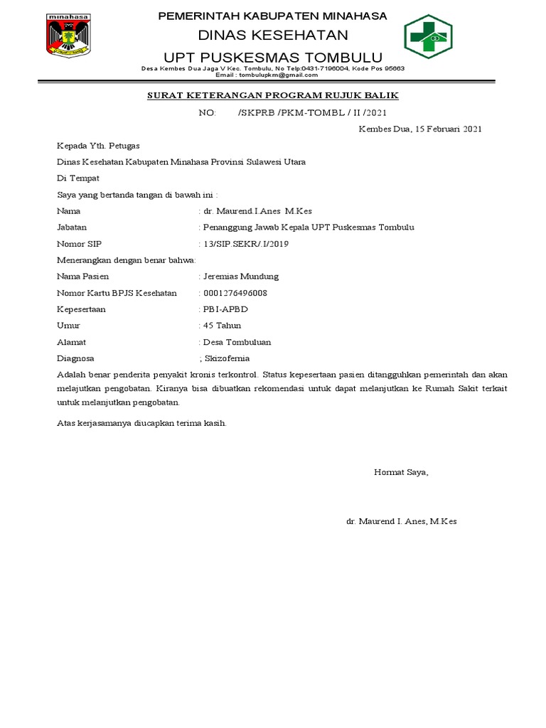 Format Rekom Rujukan | PDF | Pengembangan Diri | Kesehatan Holistik