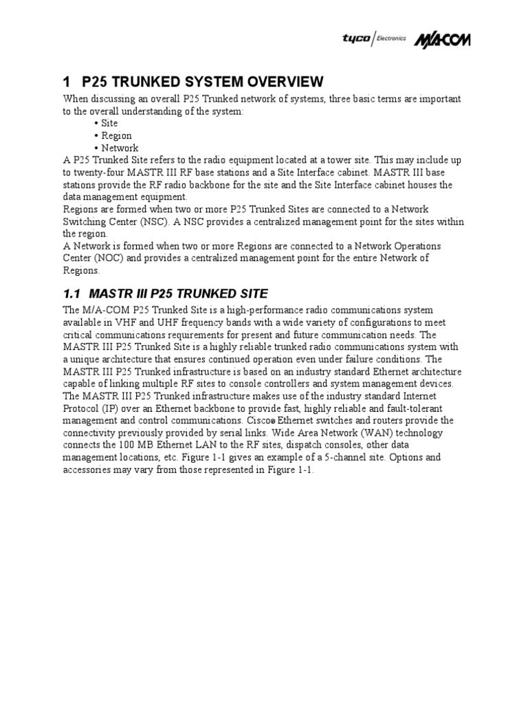 P25 Trunked System Overview | PDF | Computer Network | Network Switch