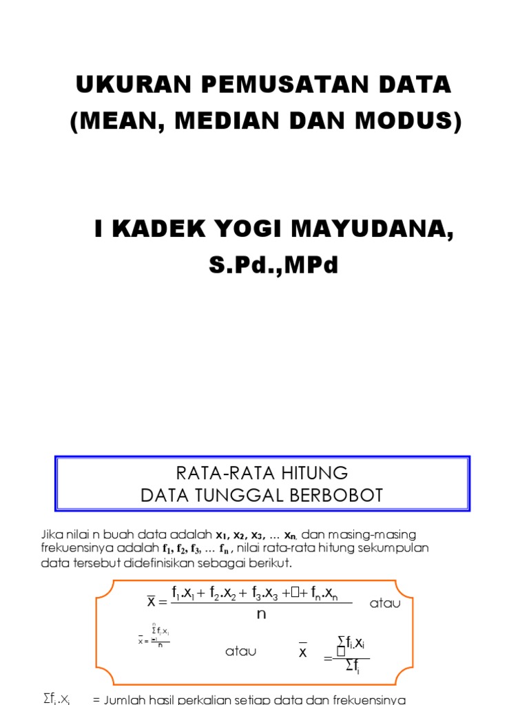 Mean Data Tunggal Berbobot | PDF | Metode & Bahan Ajar