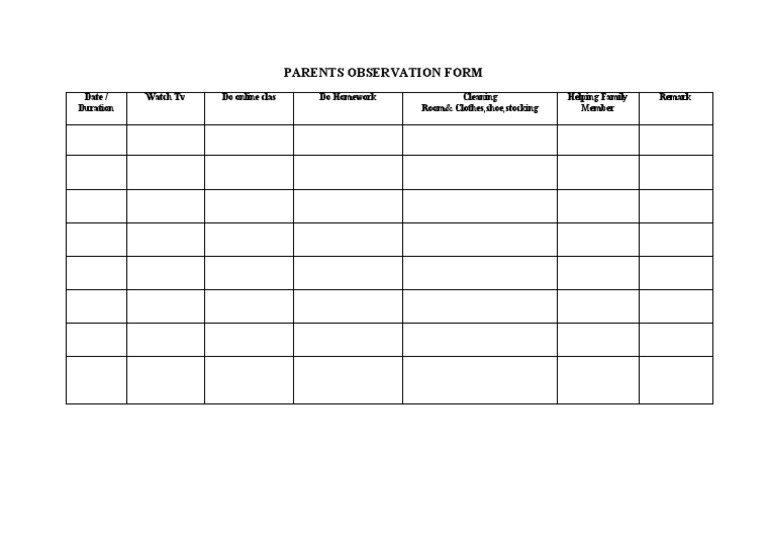 Parents Observation Form | PDF
