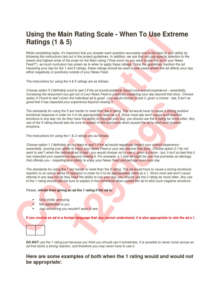 Confidential 1299896: Using The Main Rating Scale - When To Use Extreme ...