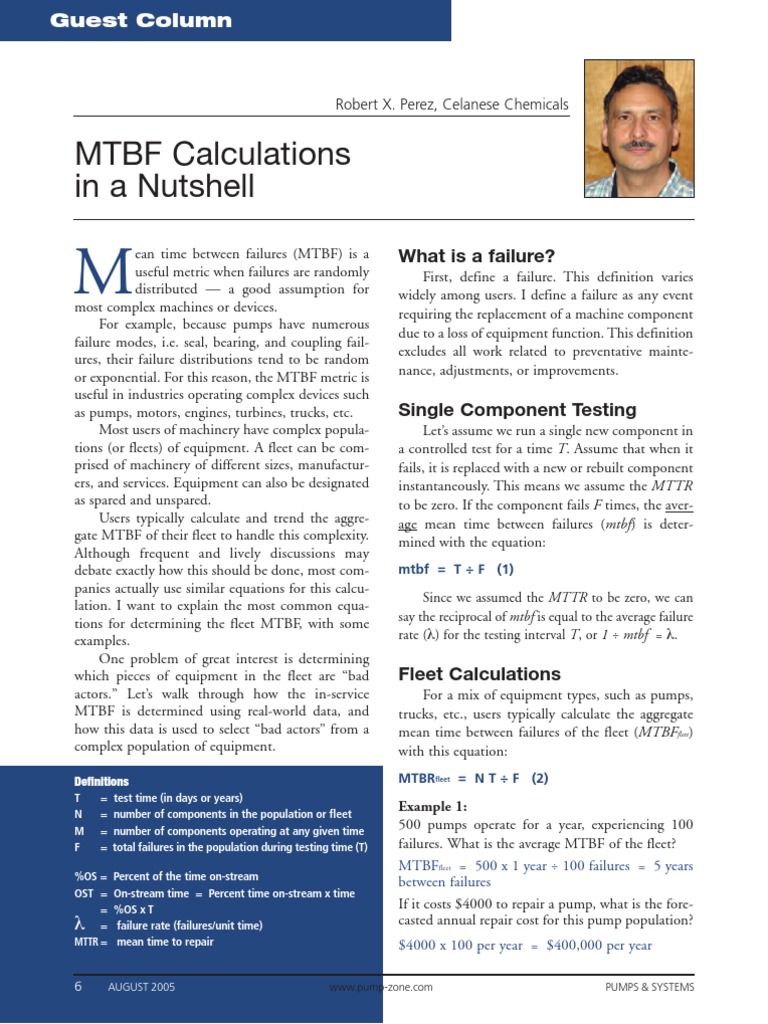 MTBF Calculation for Pumps & Systems | PDF | Systems Engineering | Reliability Engineering