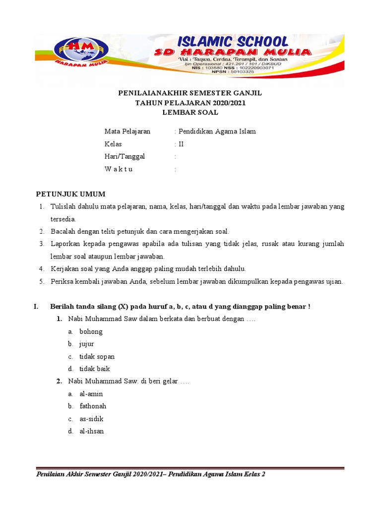 Soal Pai KLS 2 | PDF