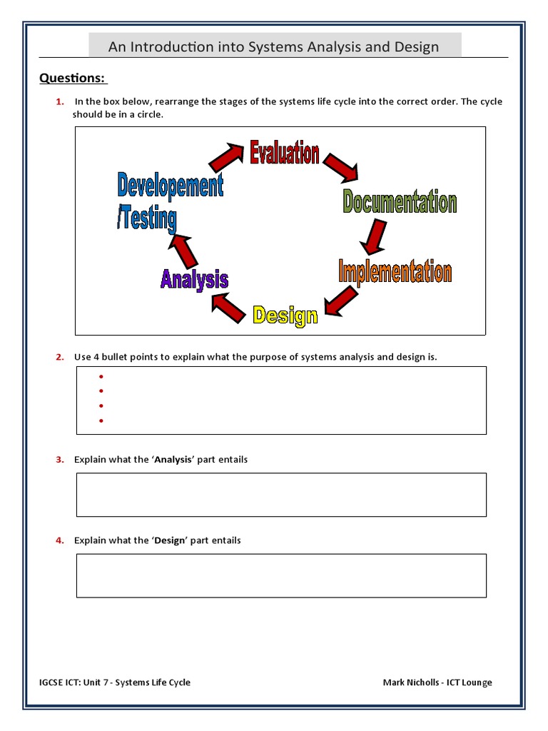An Introduction Into Systems Analysis and Design: Questions | PDF