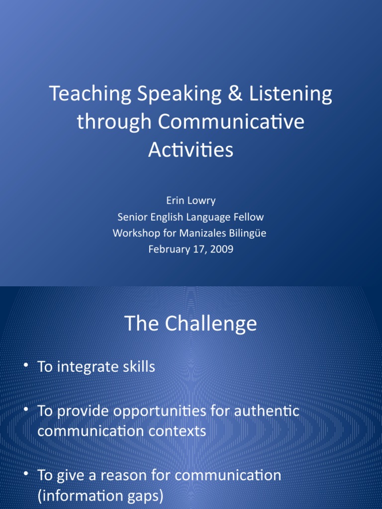 Communicative Activities for Speaking & Listening | PDF | Speech ...