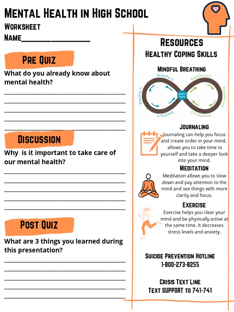 Mental Health in Hs Worksheet | PDF