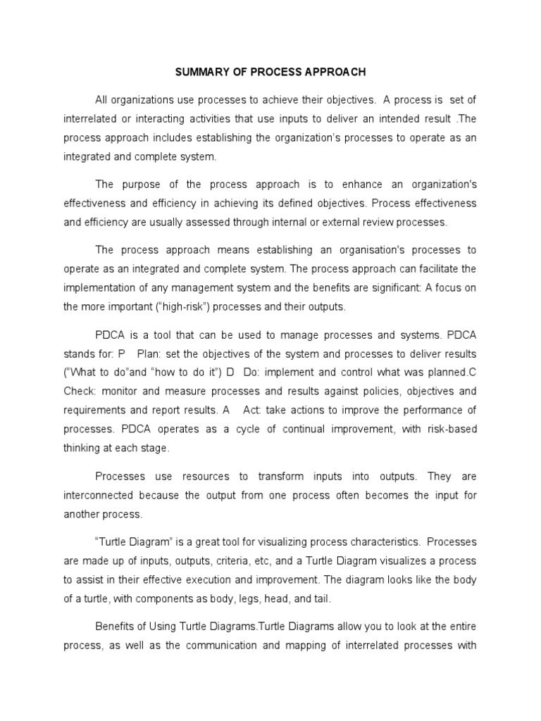 Process Approach-Tqm Study | PDF | System | Design