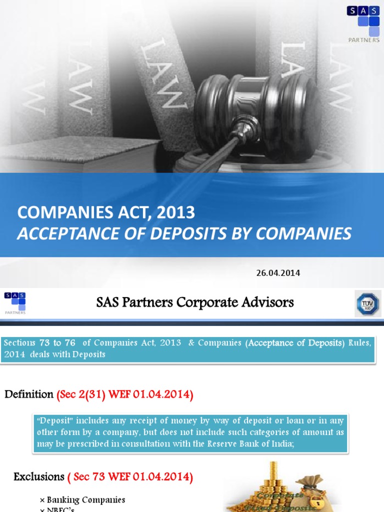 Companies Act, 2013: Acceptance of Deposits by Companies | PDF | Banks ...