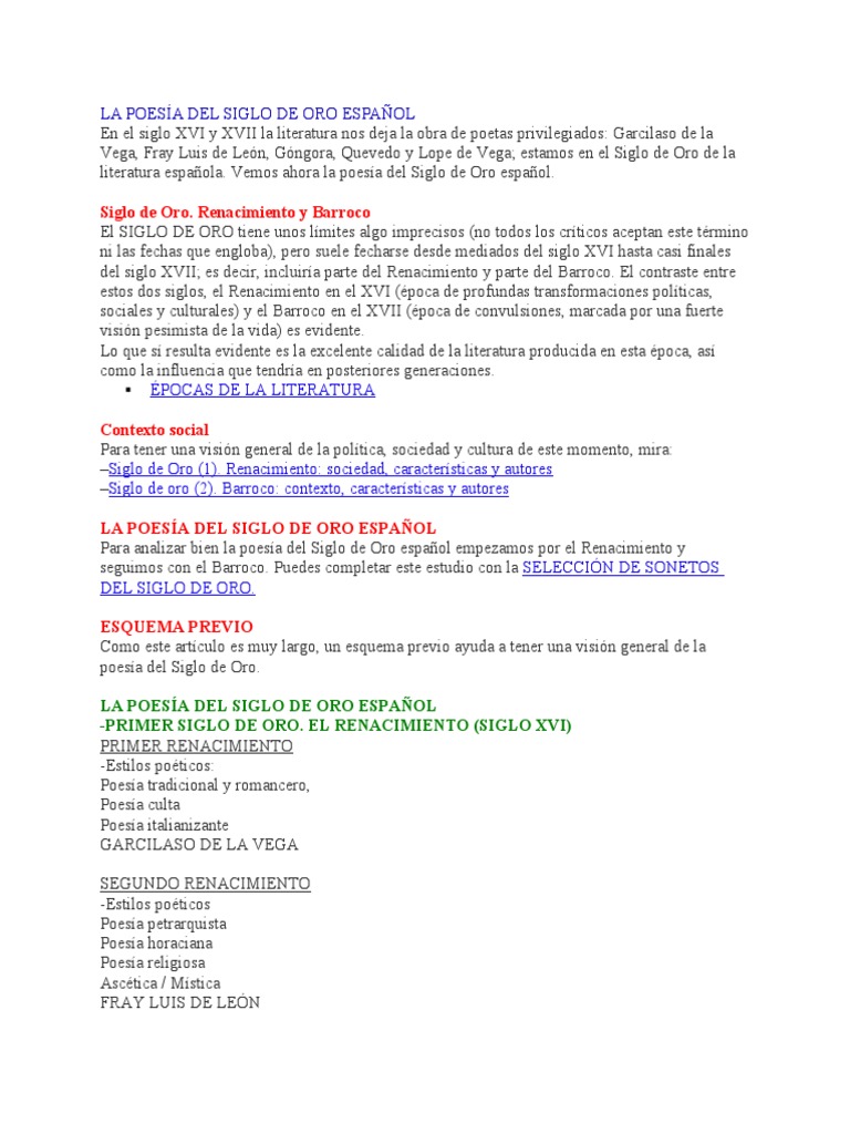 La Poesía Del Siglo de Oro Español | PDF | Juan de la cruz | Poesía