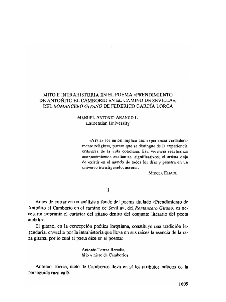 Análisis del Prendimiento de Antoñito | PDF | Federico García Lorca ...