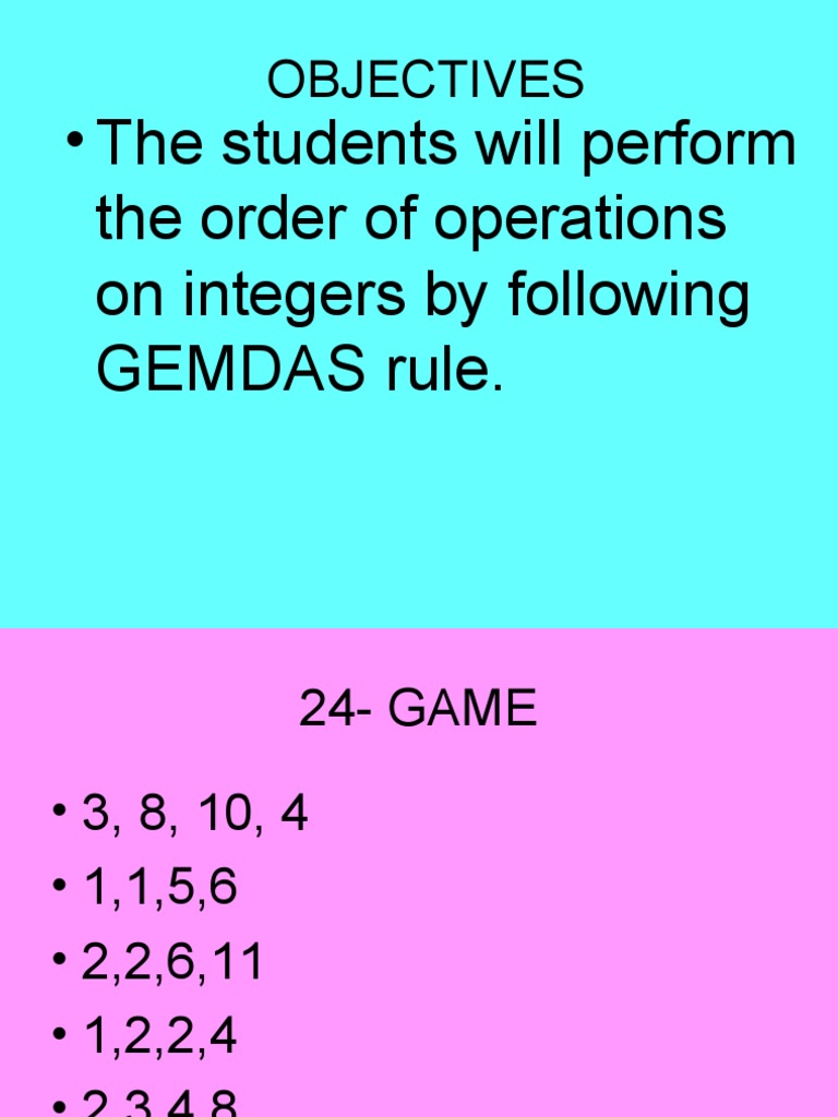 The Students Will Perform The Order of Operations On Integers by ...