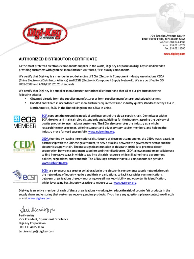 Authorized Distributor Certificate Overview | PDF | Supply Chain | Business