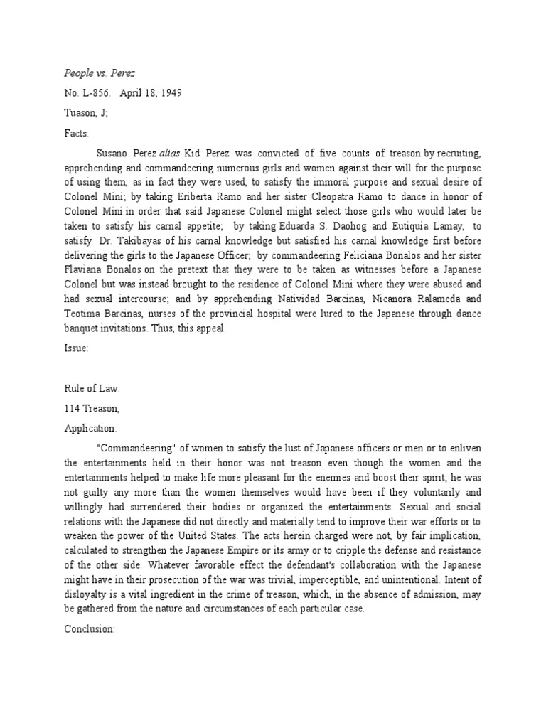 2 People Vs Perez | PDF | Treason | Crime & Violence