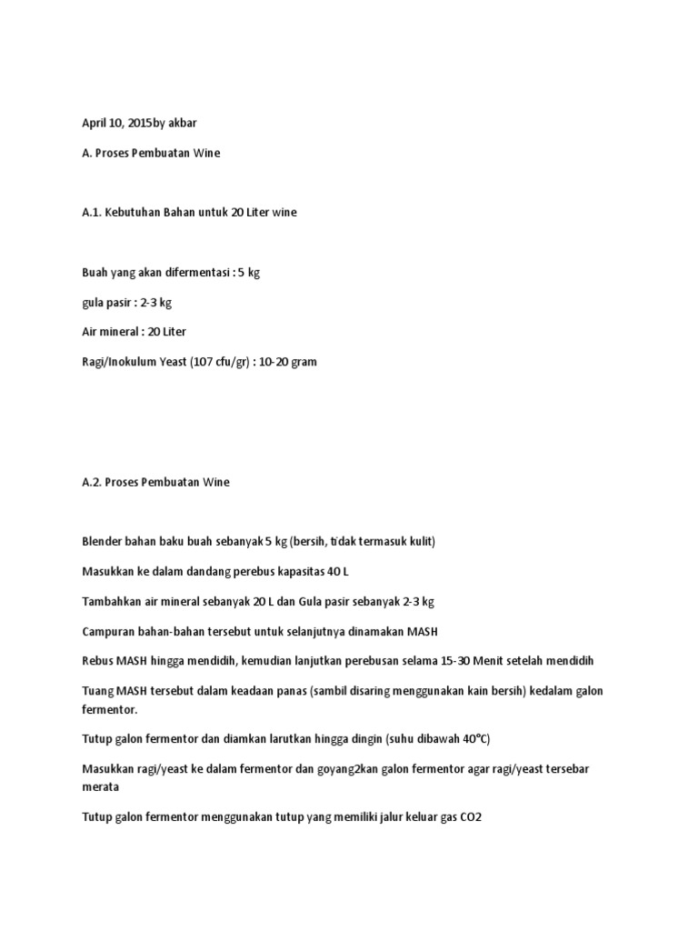 Proses Pembuatan Wine | PDF