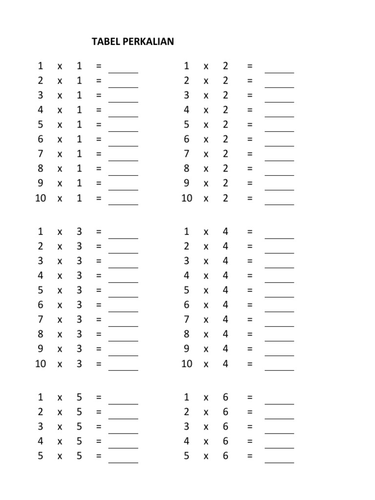 Tabel Perkalian | PDF | Teaching Methods & Materials