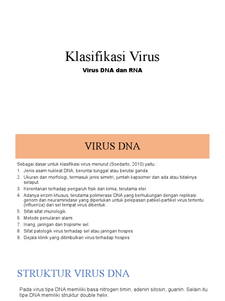 Klasifikasi dan Karakteristik Utama Virus DNA dan RNA | PDF