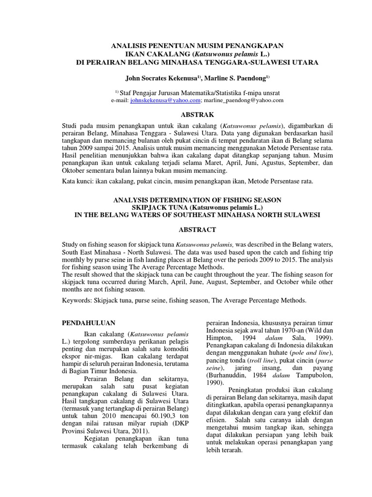 Musim Penangkapan Ikan Cakalang Sulut | PDF