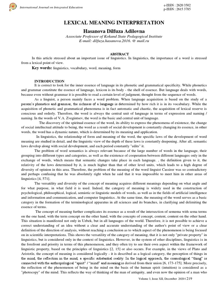 Lexical Meaning Interpretation | PDF | Semantics | Lexicon