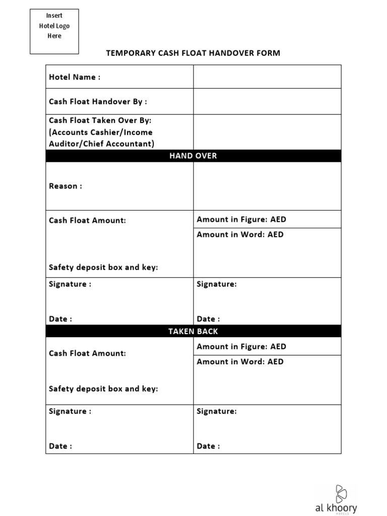Appendix 2 - AK-QF-FO-6 - Temporary Cash Float Handover Form | PDF