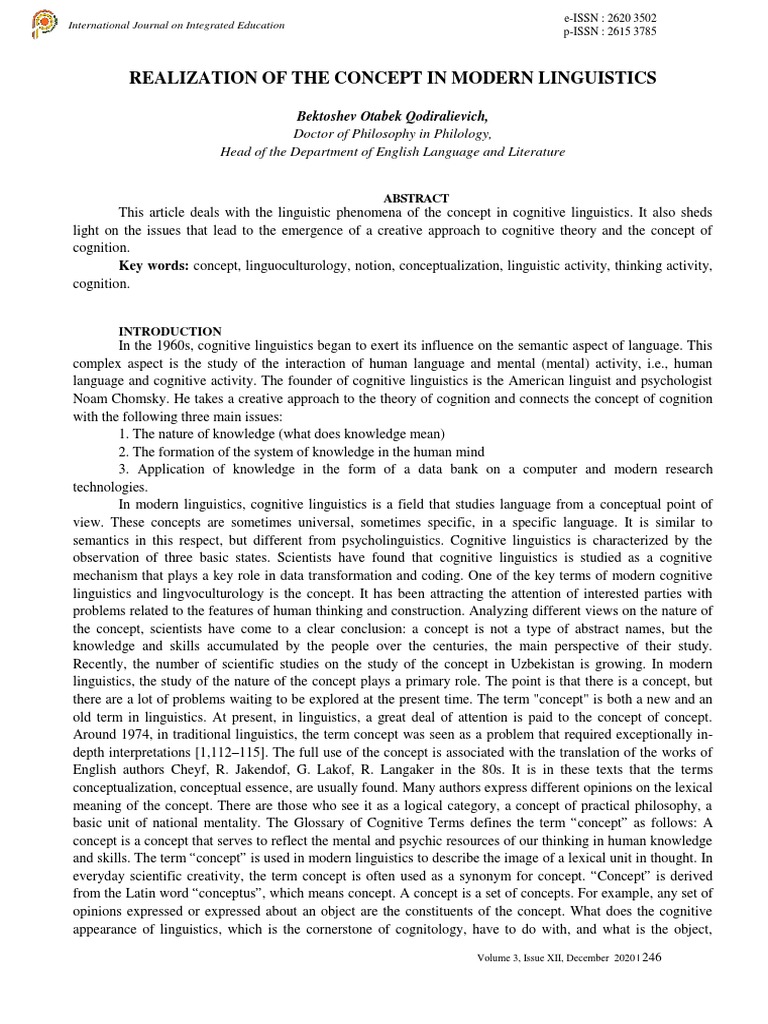 Realization of The Concept in Modern Linguistics | PDF | Concept ...