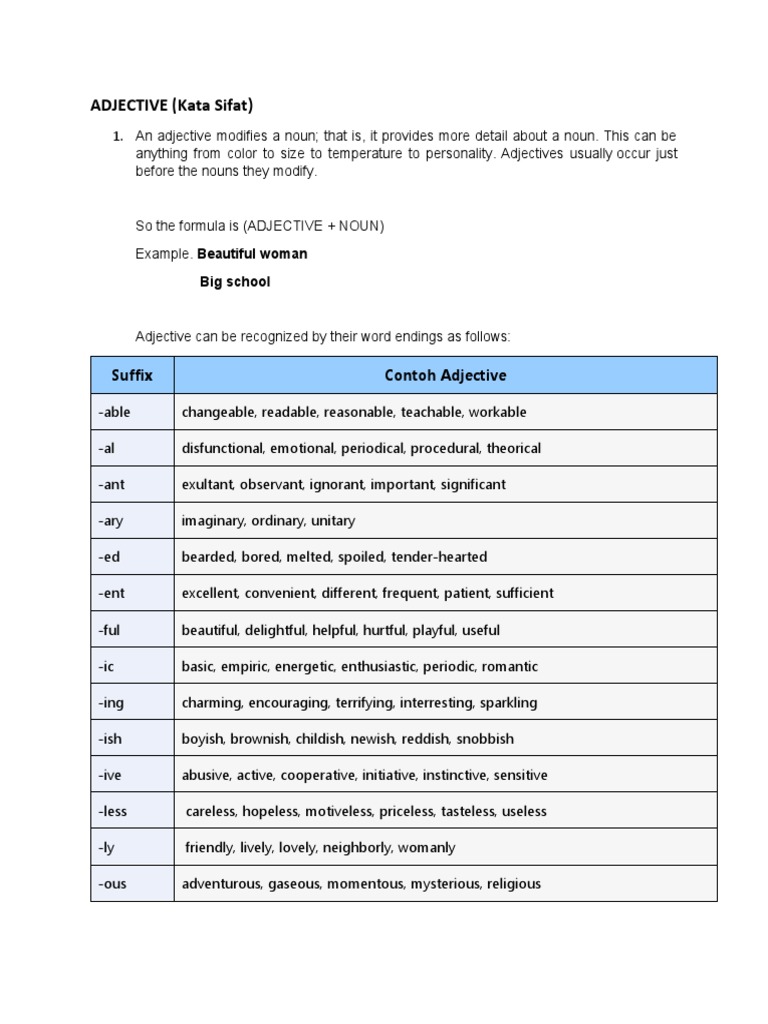 Modul Adjective | PDF | Adjective | Noun