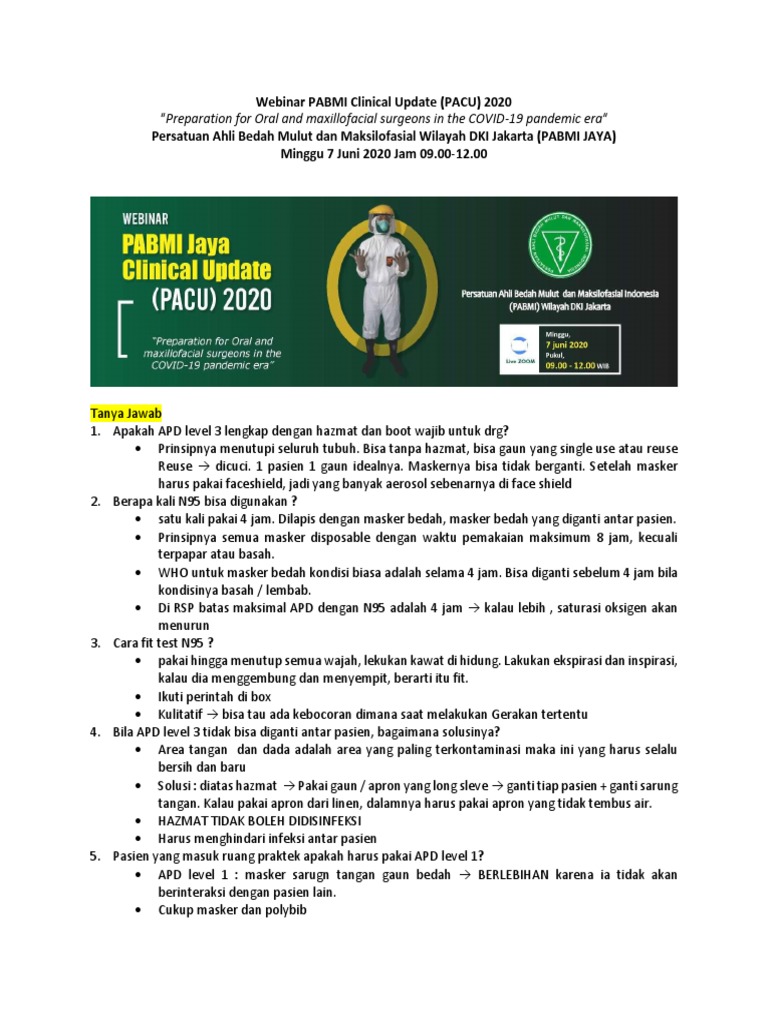 Webinar PABMI Clinical Update Tanya Jawab Only Asti 07062020 | PDF