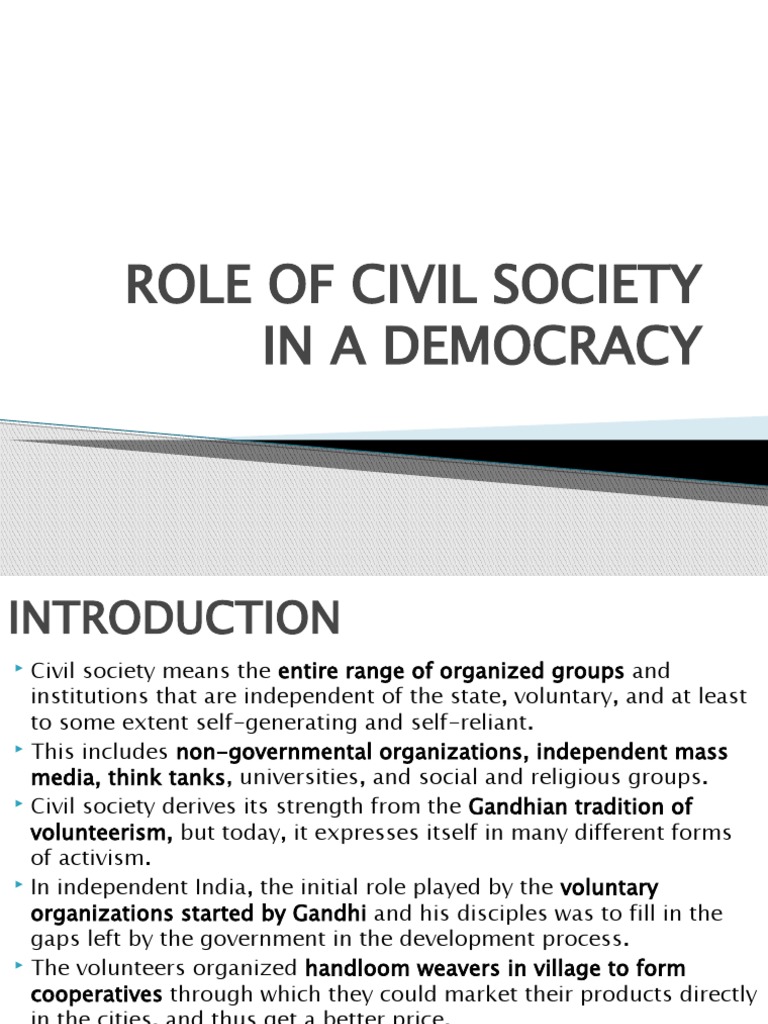Civil Society's Role in Democracy | PDF | Civil Society | Democracy