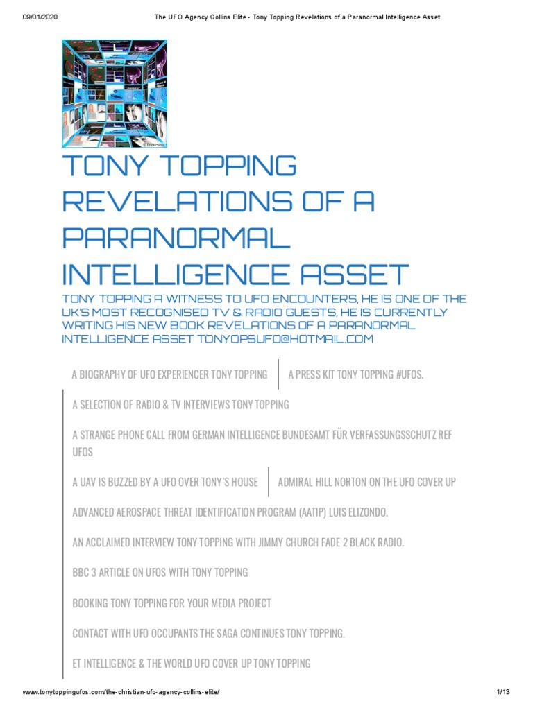 The UFO Agency Collins Elite - Tony Topping Revelations of A Paranormal ...